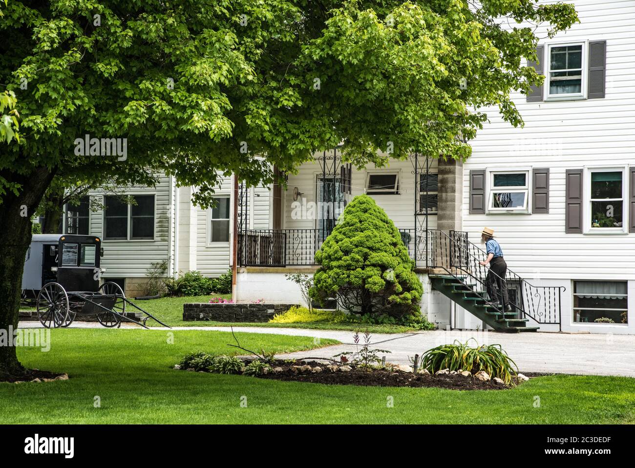 Amish, Lancaster county. amishman returning home Stock Photo - Alamy