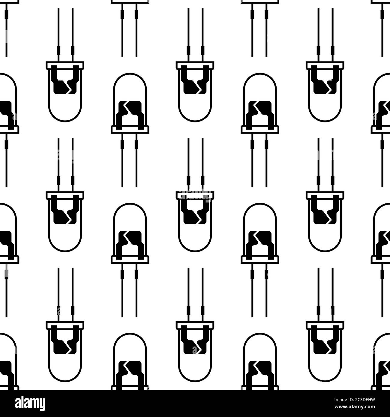 Led Icon Seamless Pattern, Light Emitting Diode Vector Art Illustration ...