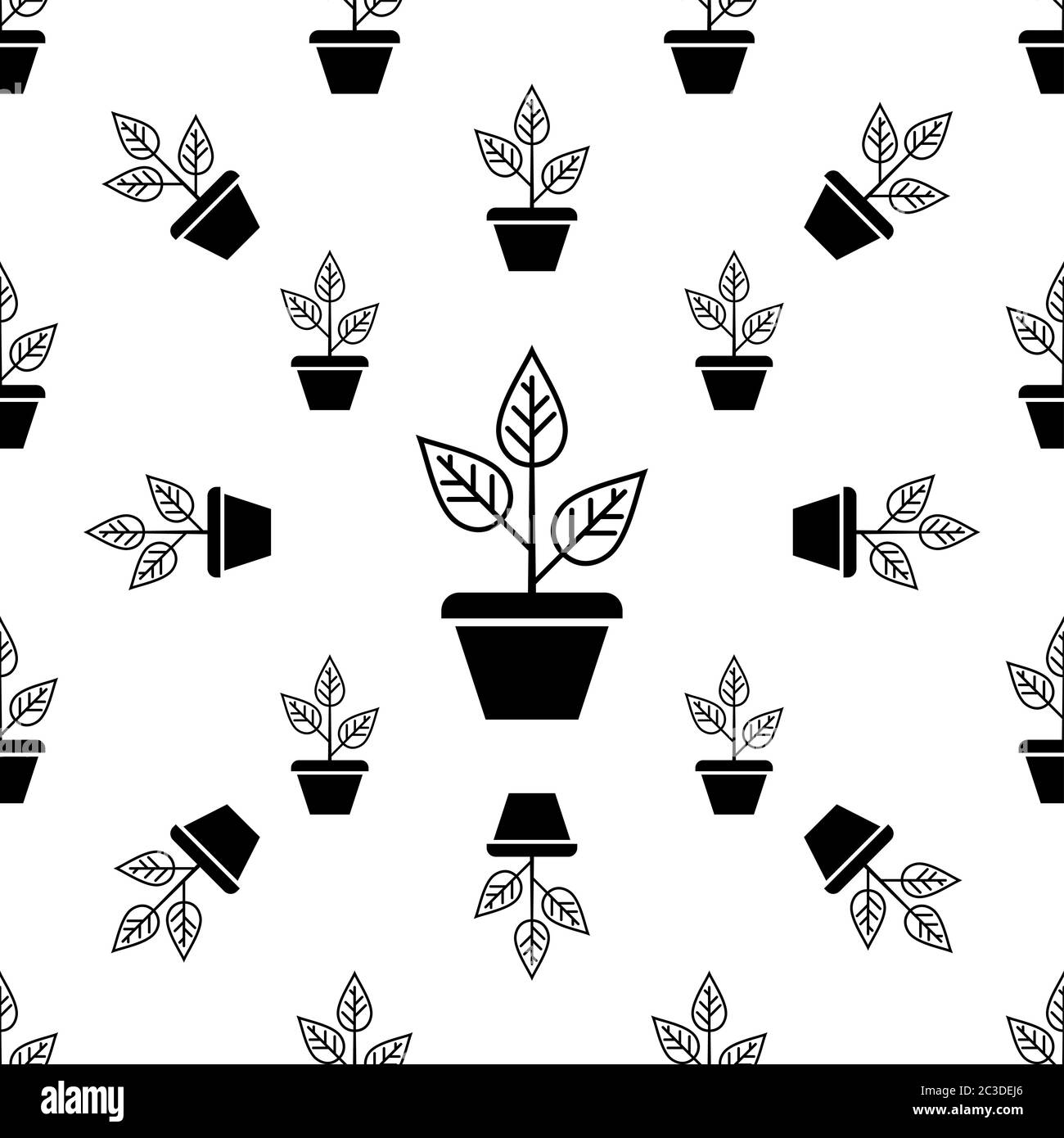 Plant Pot Icon Seamless Pattern Vector Art Illustration Stock Vector ...