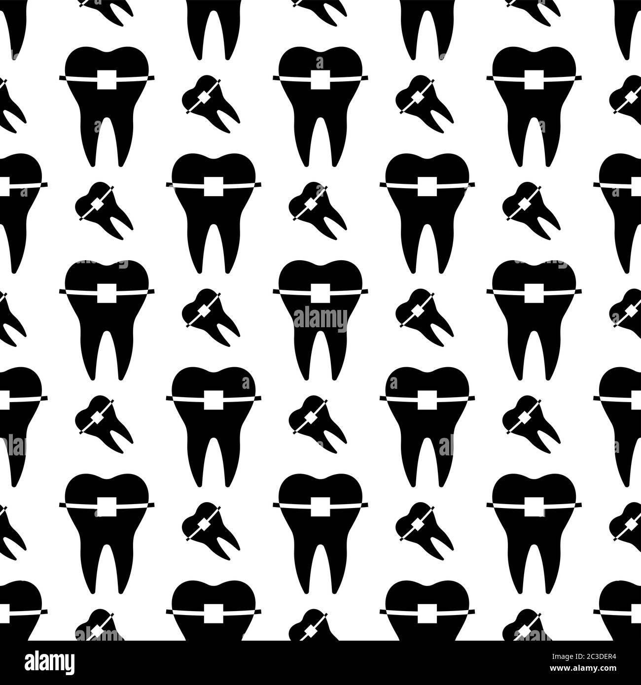 Tooth Braces Icon Seamless Pattern, Braces Vector Art Illustration ...