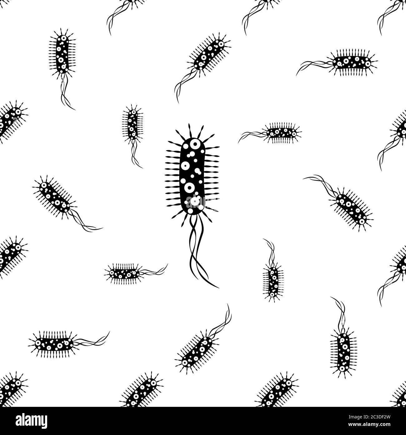 Bacteria Icon, Bacteria Seamless Pattern Vector Art Illustration Stock ...