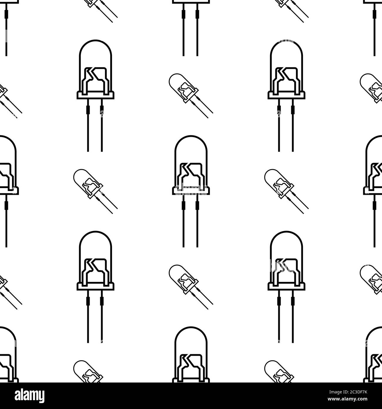 Led Icon Seamless Pattern, Light Emitting Diode Vector Art Illustration ...