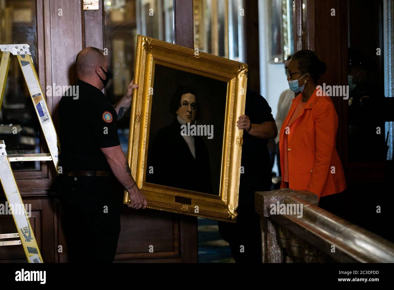House Clerk Cheryl Johnson looks on as Architect of the Capitol ...