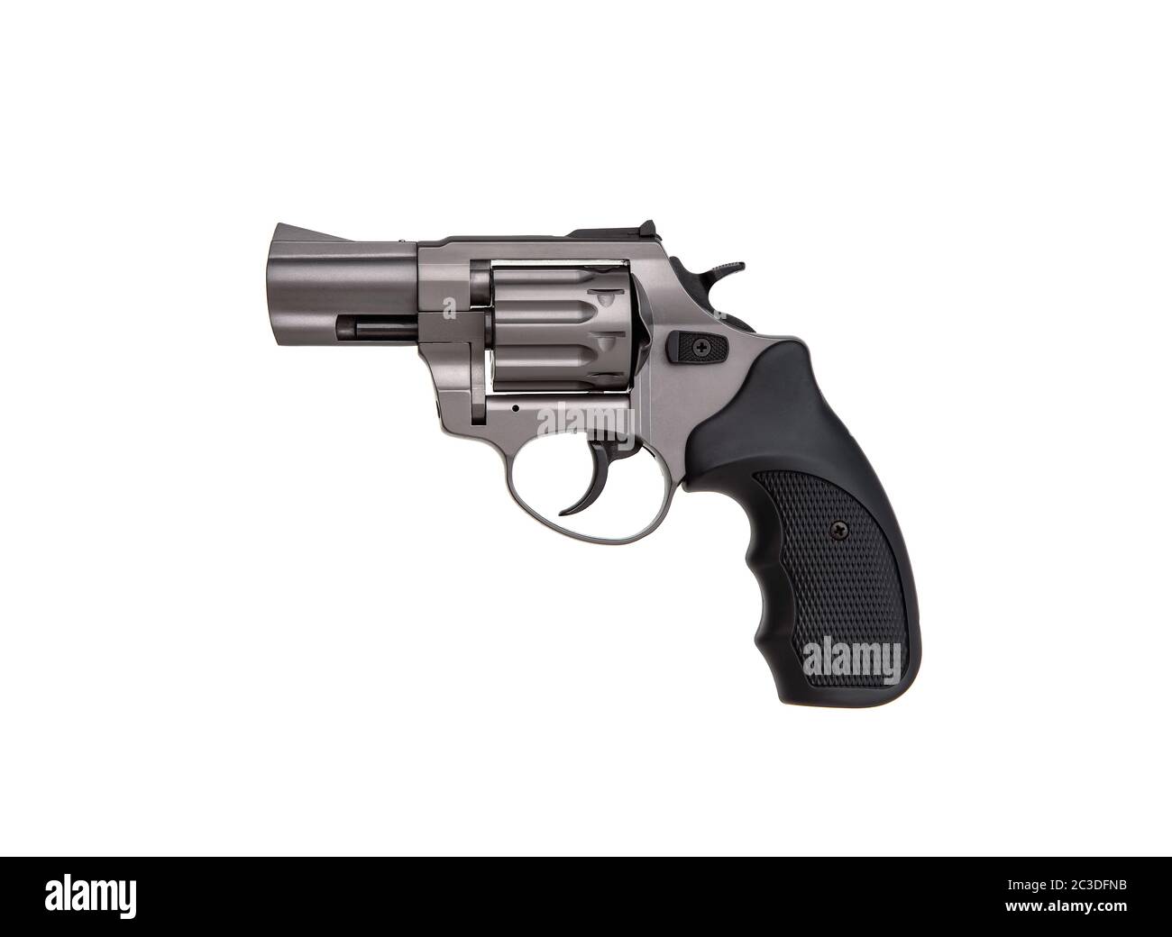 silver gun revolver isolate on white background. Weapons for sports and ...