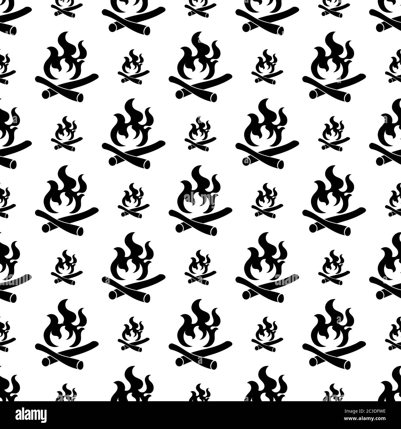 Campfire Icon Seamless Pattern, Camp Fire Vector Art Illustration Stock ...