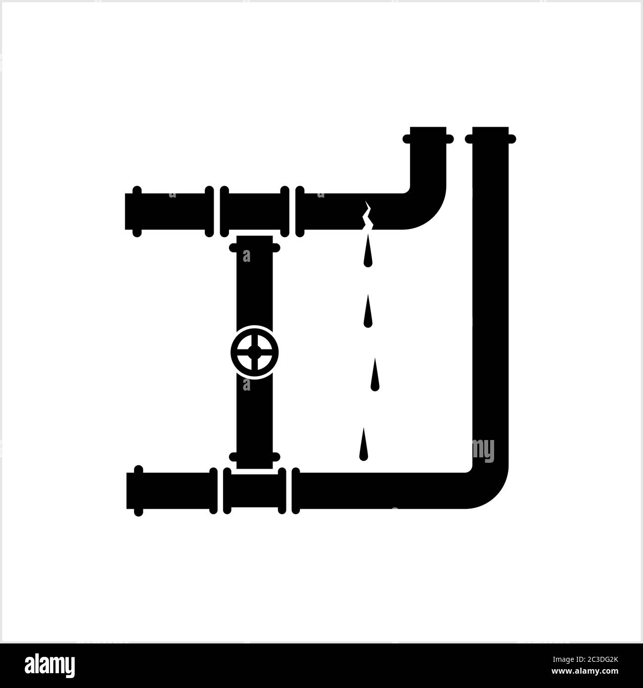 Broken Pipe Icon, Leakage In Pipe Vector Art Illustration Stock Vector ...