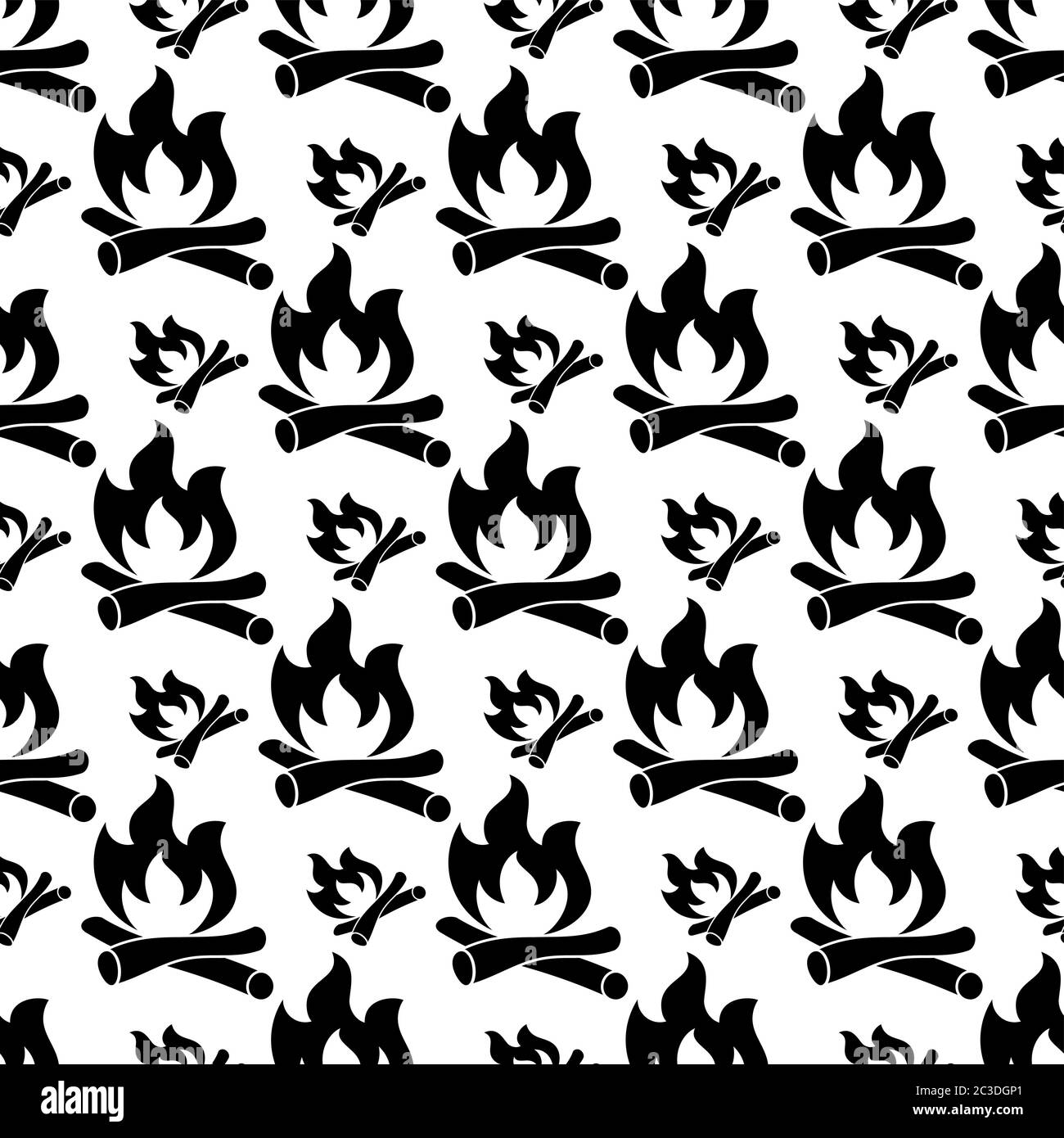 Campfire Icon Seamless Pattern, Camp Fire Vector Art Illustration Stock ...