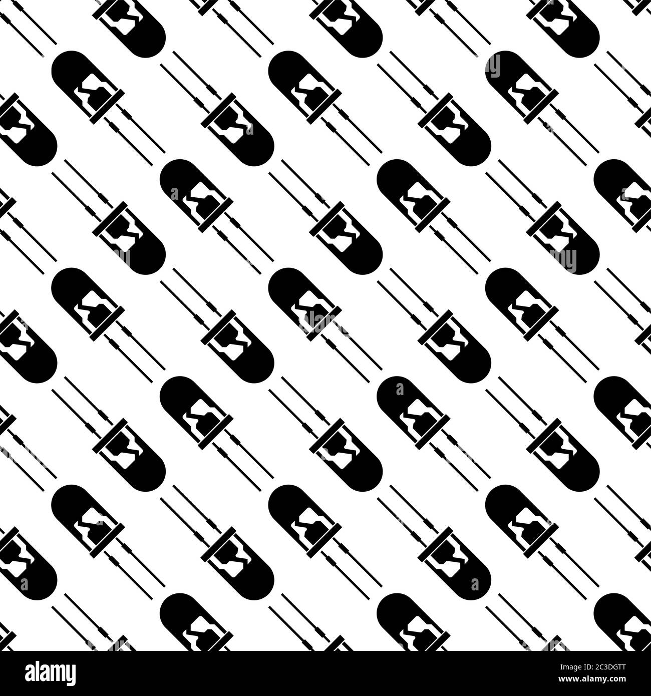Led Icon Seamless Pattern, Light Emitting Diode Vector Art Illustration ...
