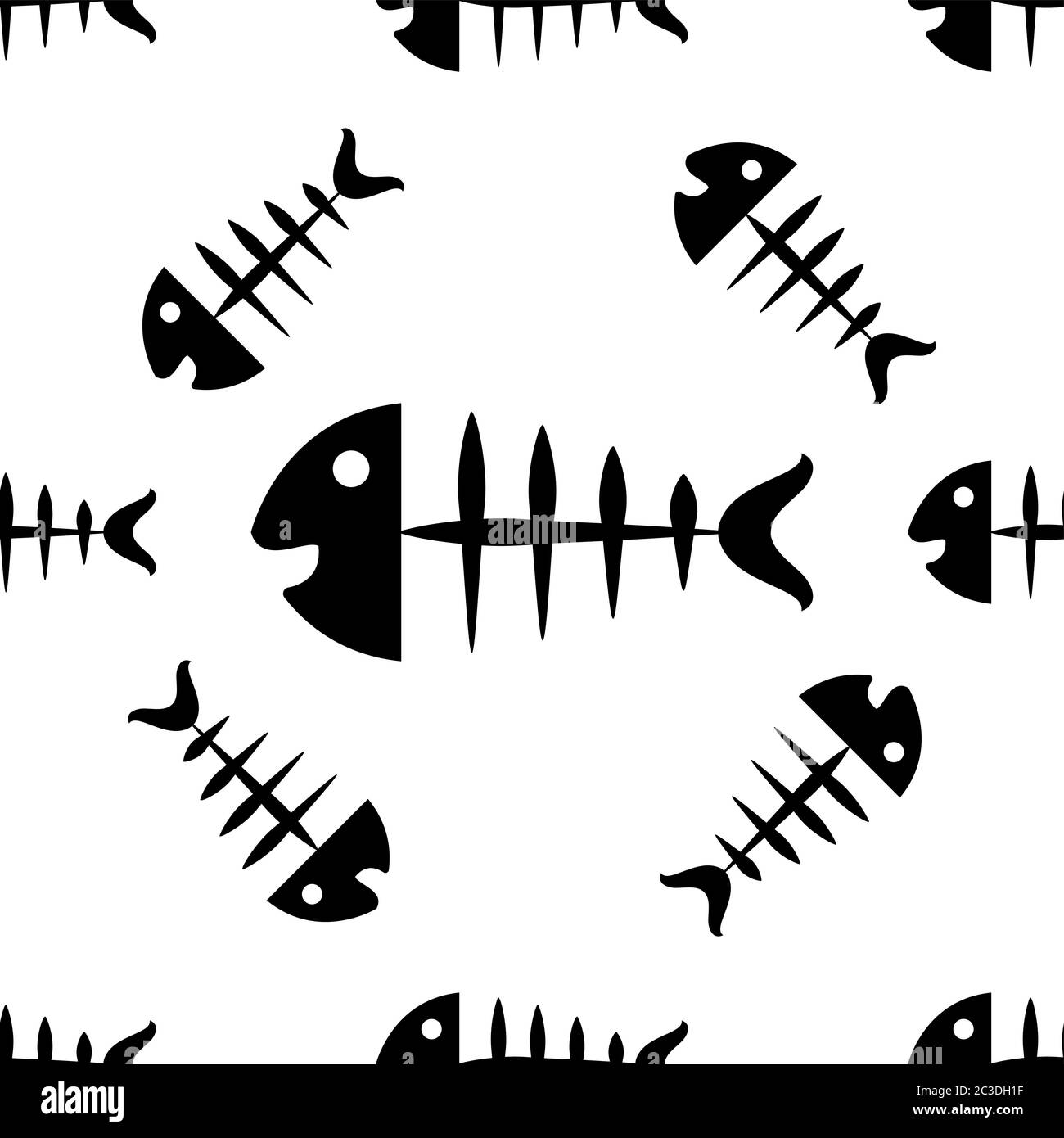 Fish Bone Icon Seamless Pattern Vector Art Illustration Stock Vector ...