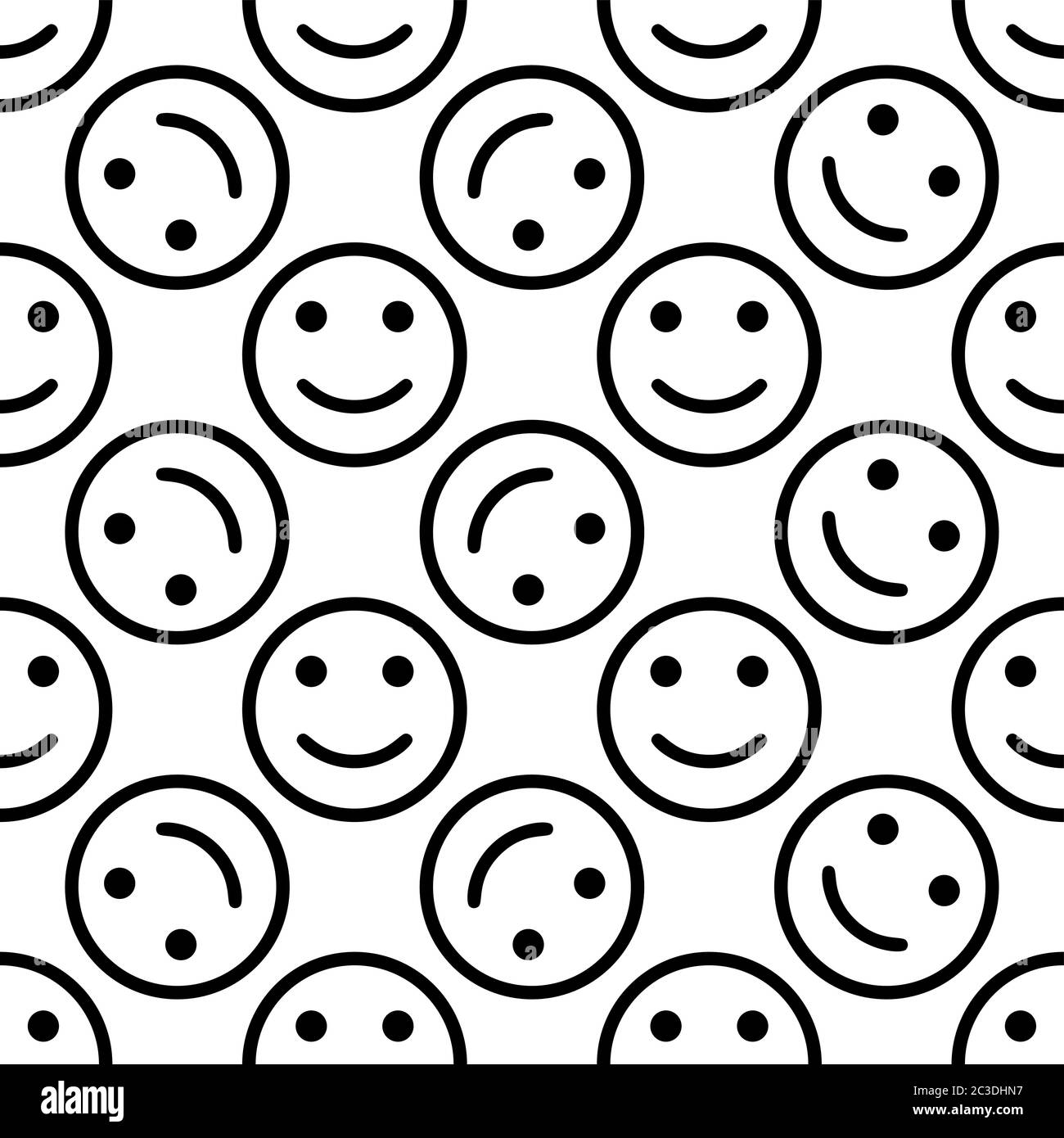 Happy Icon Seamless Pattern, Smiley Face Icon Vector Art Illustration ...