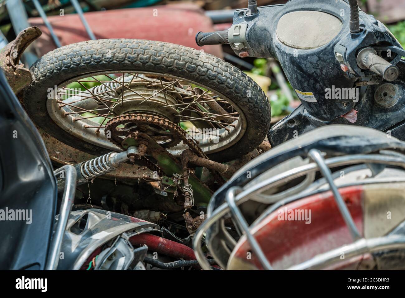 Motorcycle and scooter graveyard in China Stock Photo - Alamy