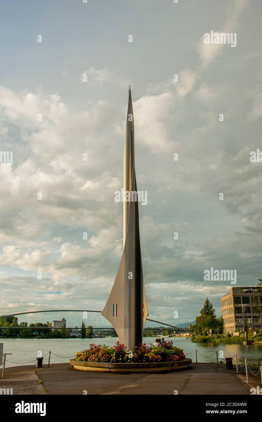 The monument at the Three Countries Corner of France, Germany and ...
