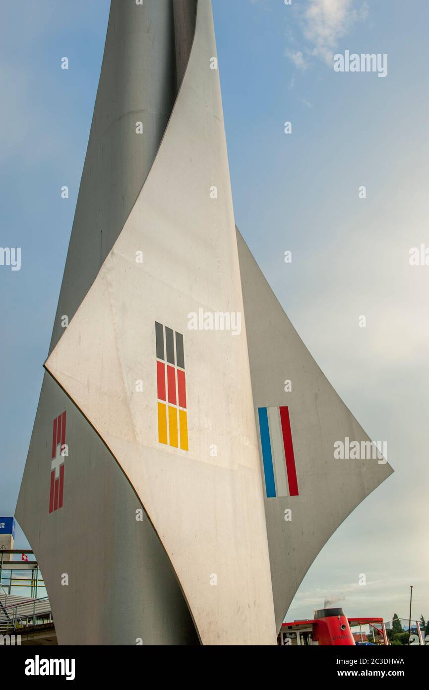 The monument at the Three Countries Corner of France, Germany and ...