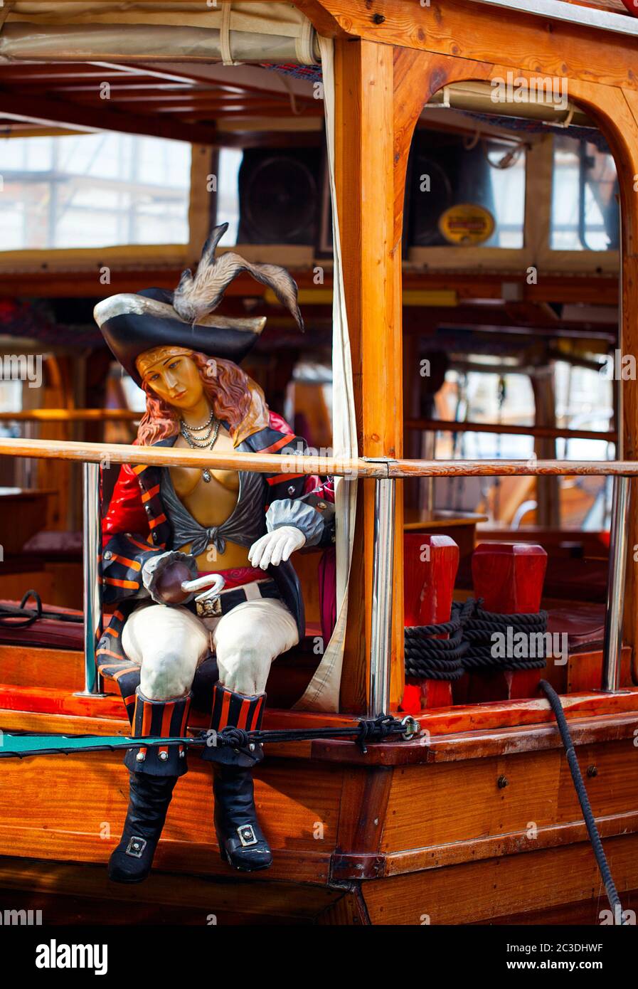 A Pirate Ship and Pirate Statue Photo Stock Photo - Alamy