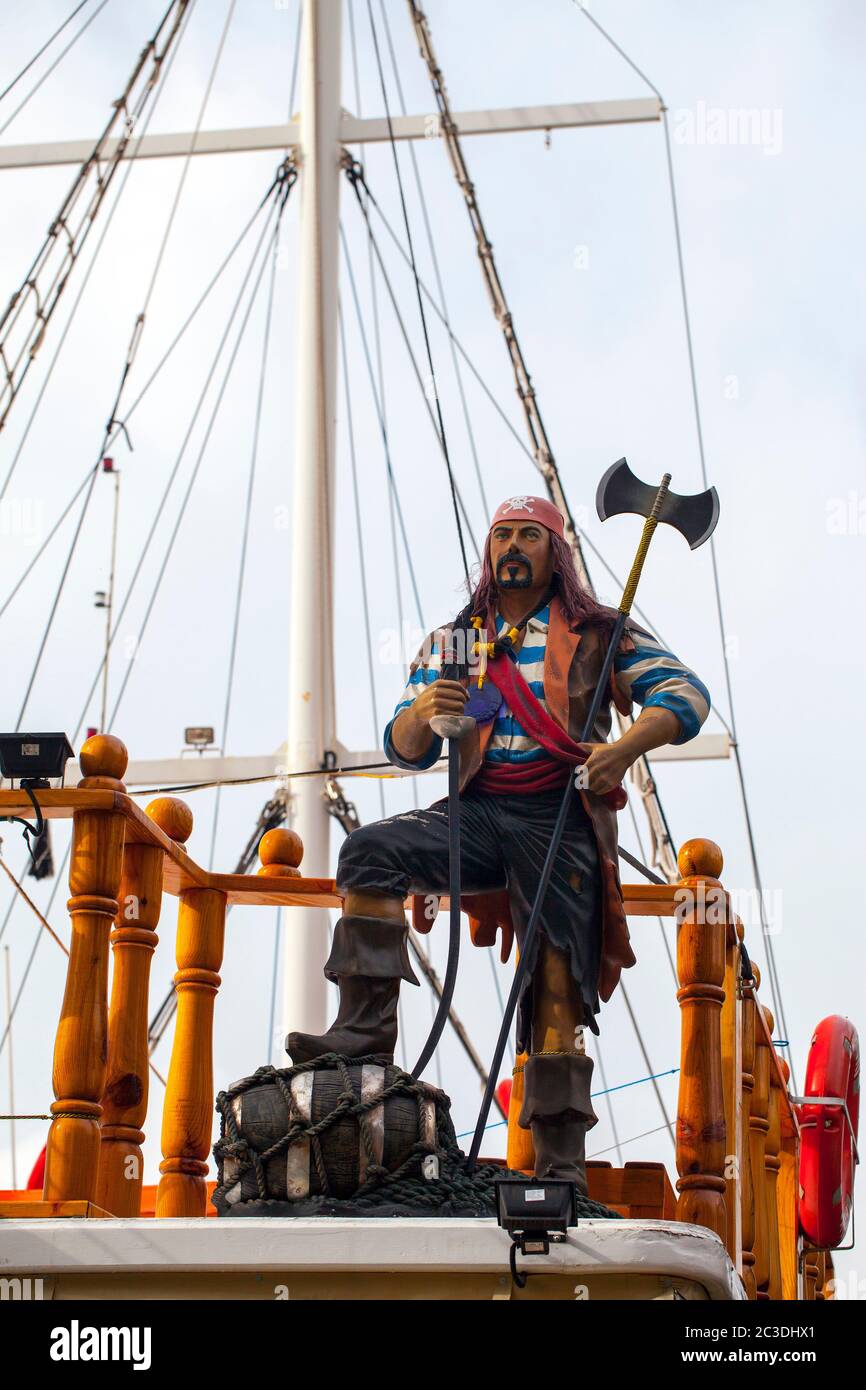 A Pirate Ship and Pirate Statue Photo Stock Photo - Alamy