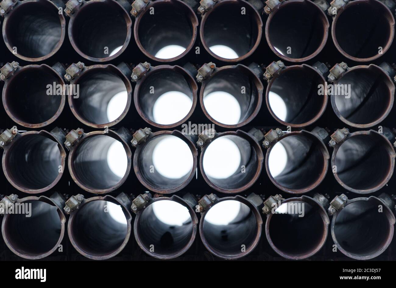barrel of an army military rocket launcher close up Stock Photo - Alamy