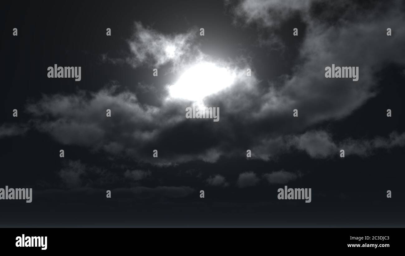 moon horror clouds at night, 3d render Stock Photo - Alamy