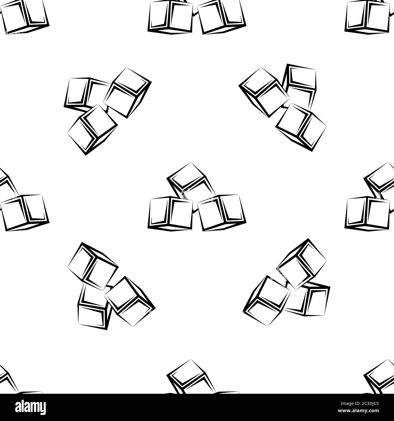 Cube Icon, 3d Line Art Design Seamless Pattern Vector Art Illustration ...
