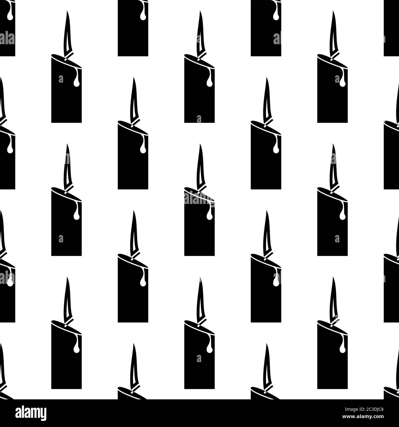 Candle Icon, Lit Candle Icon Seamless Pattern Vector Art Illustration ...