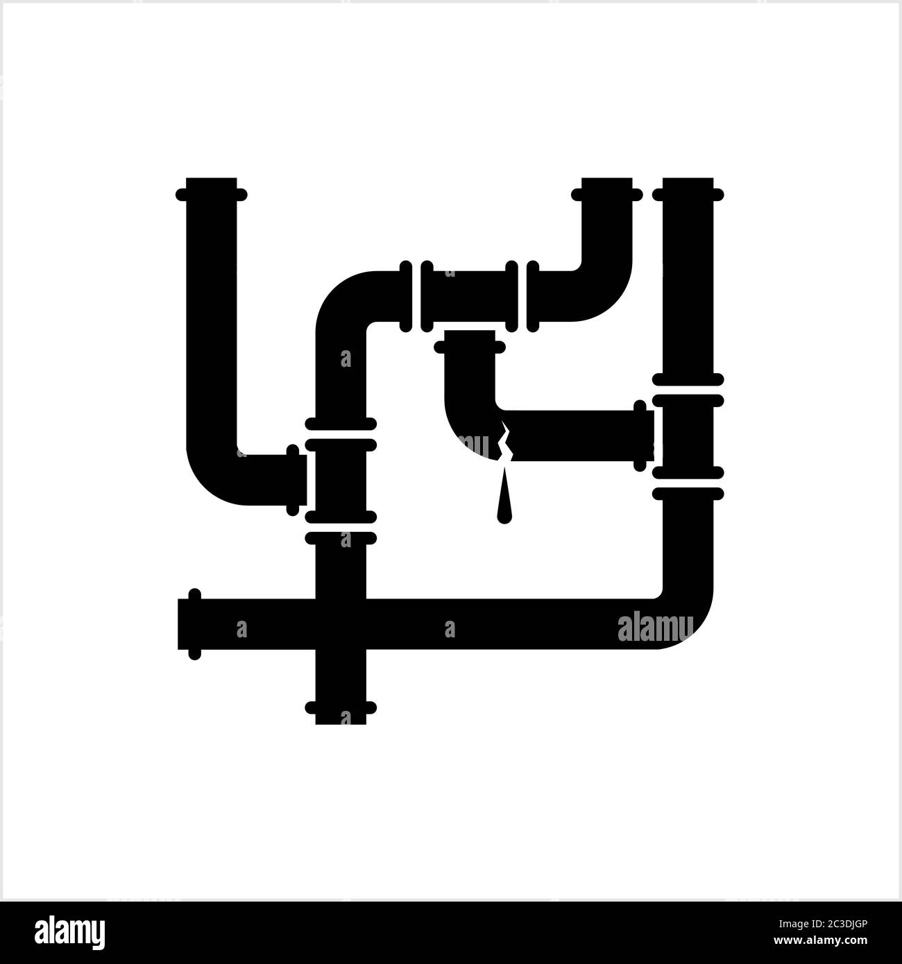 Broken Pipe Icon, Leakage In Pipe Vector Art Illustration Stock Vector ...