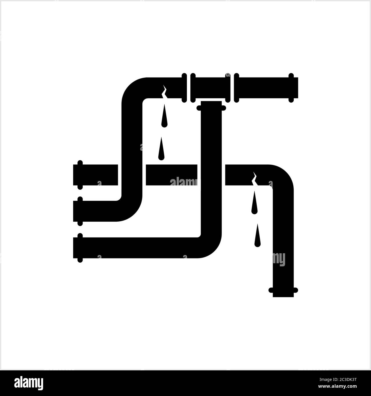 Broken Pipe Icon, Leakage In Pipe Vector Art Illustration Stock Vector ...