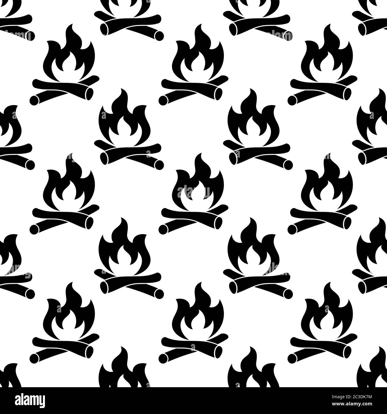 Campfire Icon Seamless Pattern, Camp Fire Vector Art Illustration Stock ...