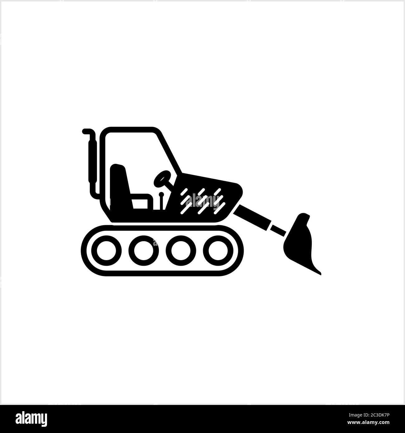 Bulldozer Icon, Crawler Bulldozer, Excavator Icon Vector Art ...