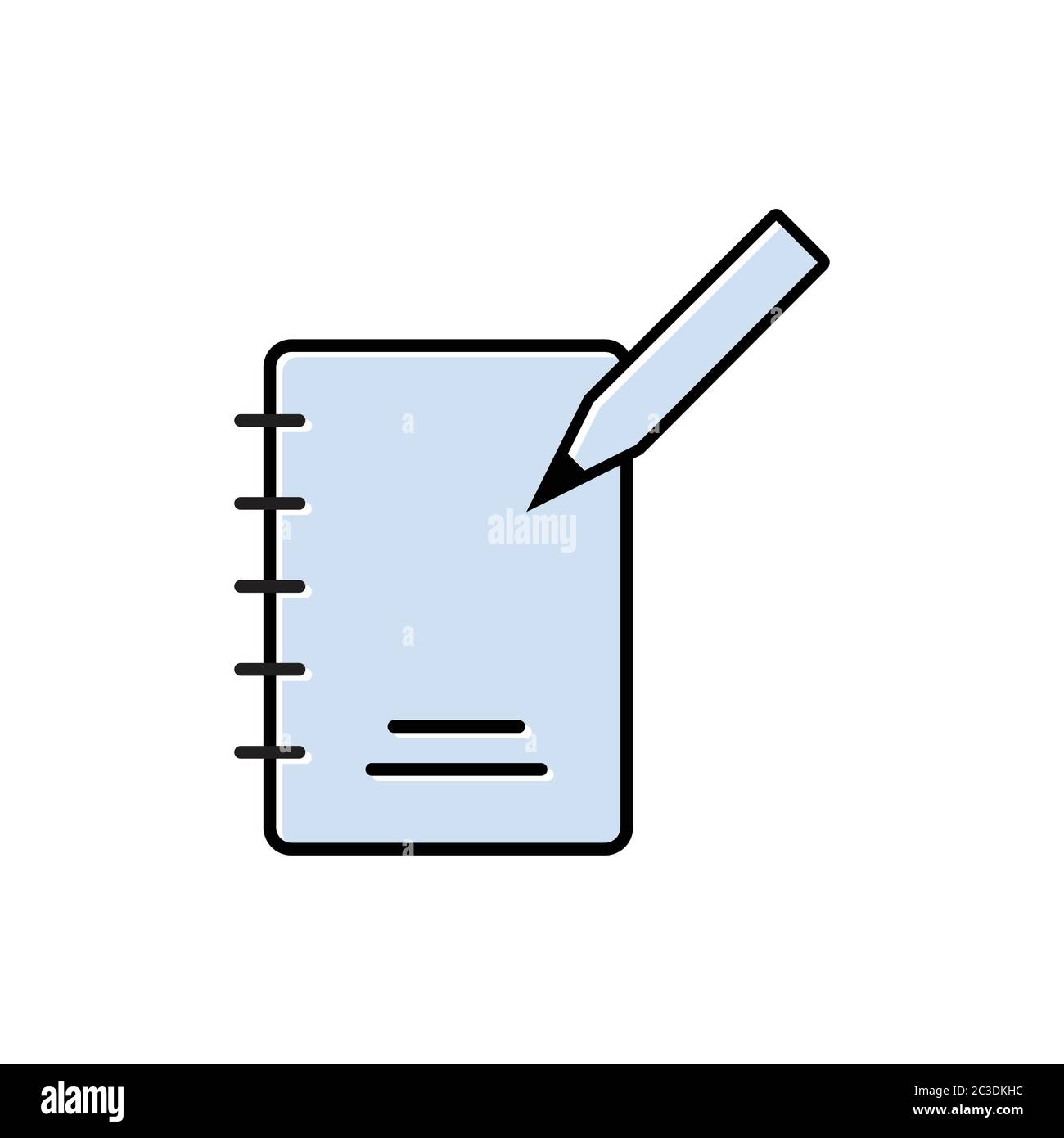 Writing Symbols, Notepad Flat Icons And Pencils. Design Template Vector