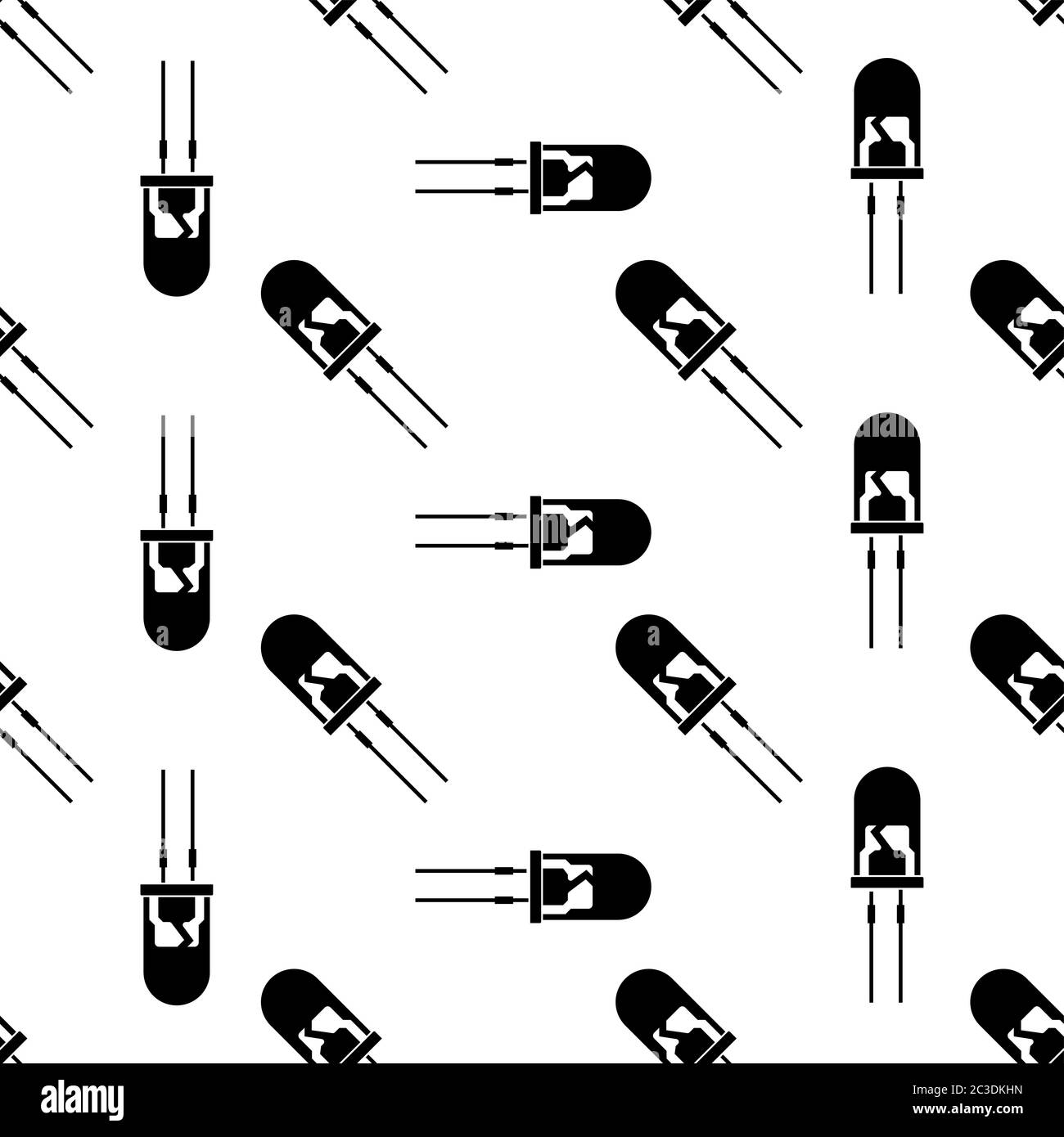 Led Icon Seamless Pattern, Light Emitting Diode Vector Art Illustration ...