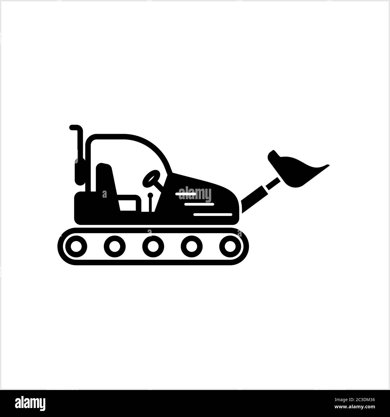 Bulldozer Icon, Crawler Bulldozer, Excavator Icon Vector Art ...