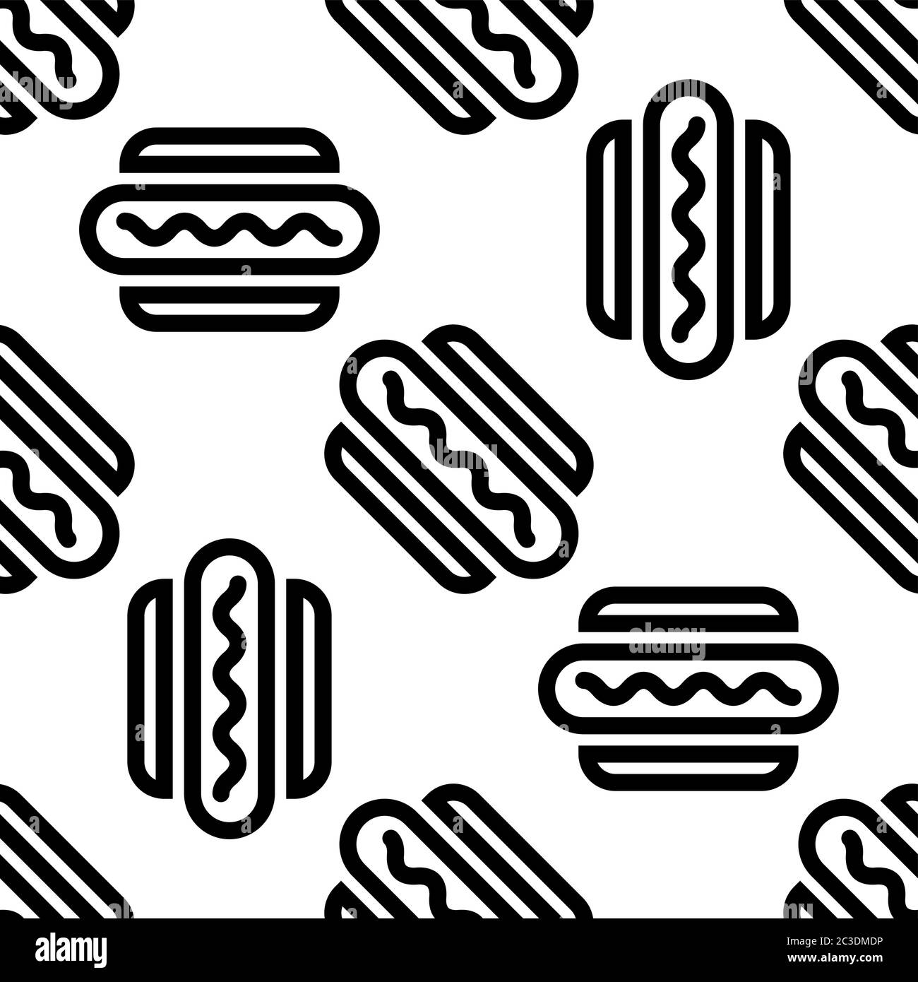 Hotdog illustration black white Black and White Stock Photos & Images ...