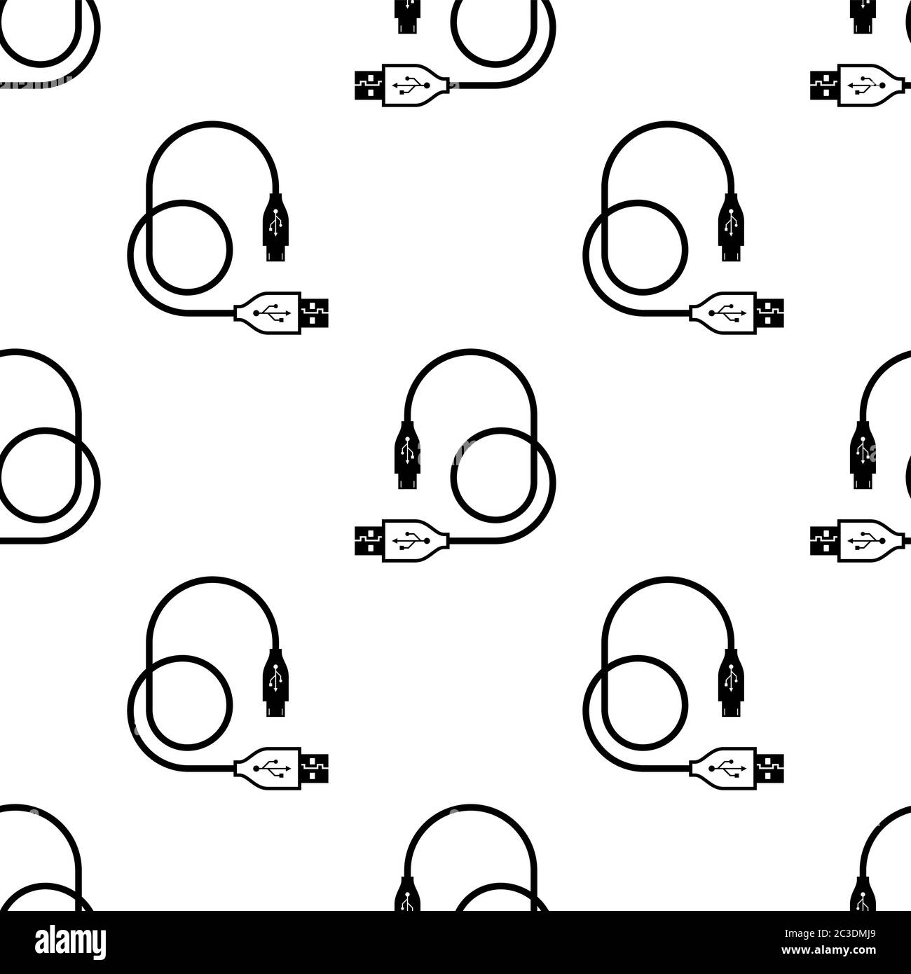 Micro Usb Cable, Usb Cable Seamless Pattern Vector Art Illustration ...