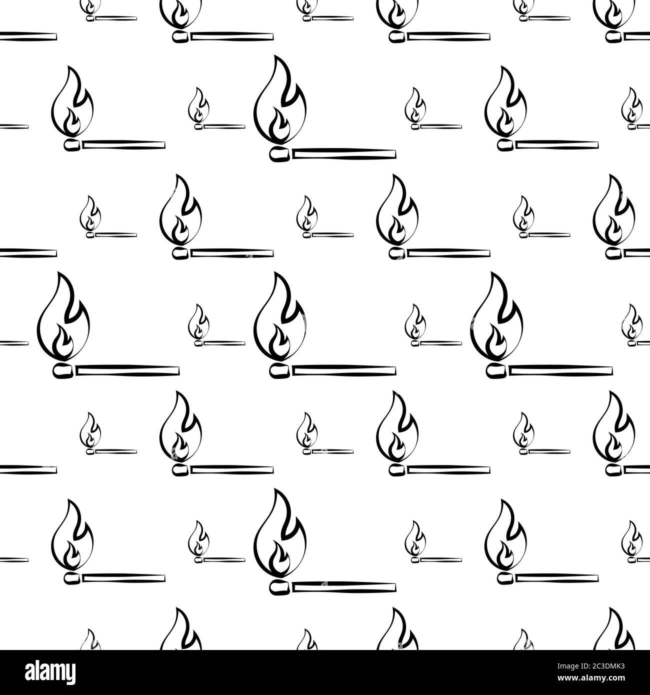 Lit Matchstick, Burning Matchstick Seamless Pattern Vector Art ...