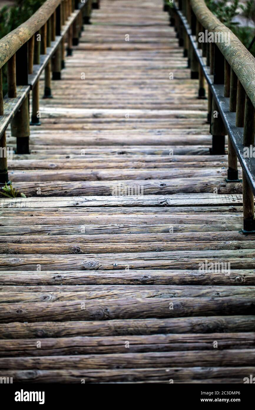 A Wooden Bridge Handmade Structure to Cross Over Stock Photo - Alamy