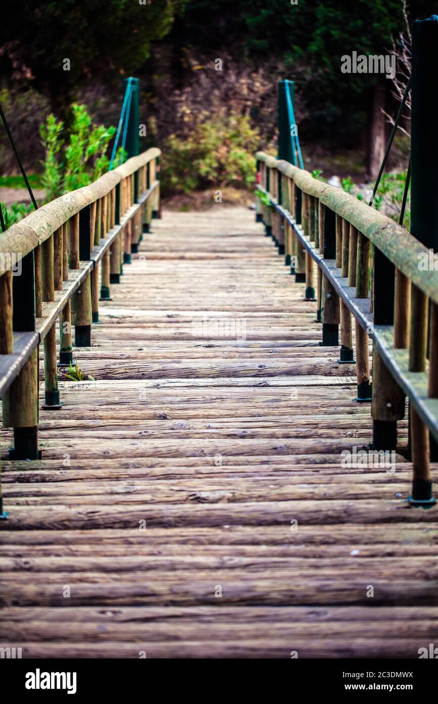 A Wooden Bridge Handmade Structure to Cross Over Stock Photo - Alamy