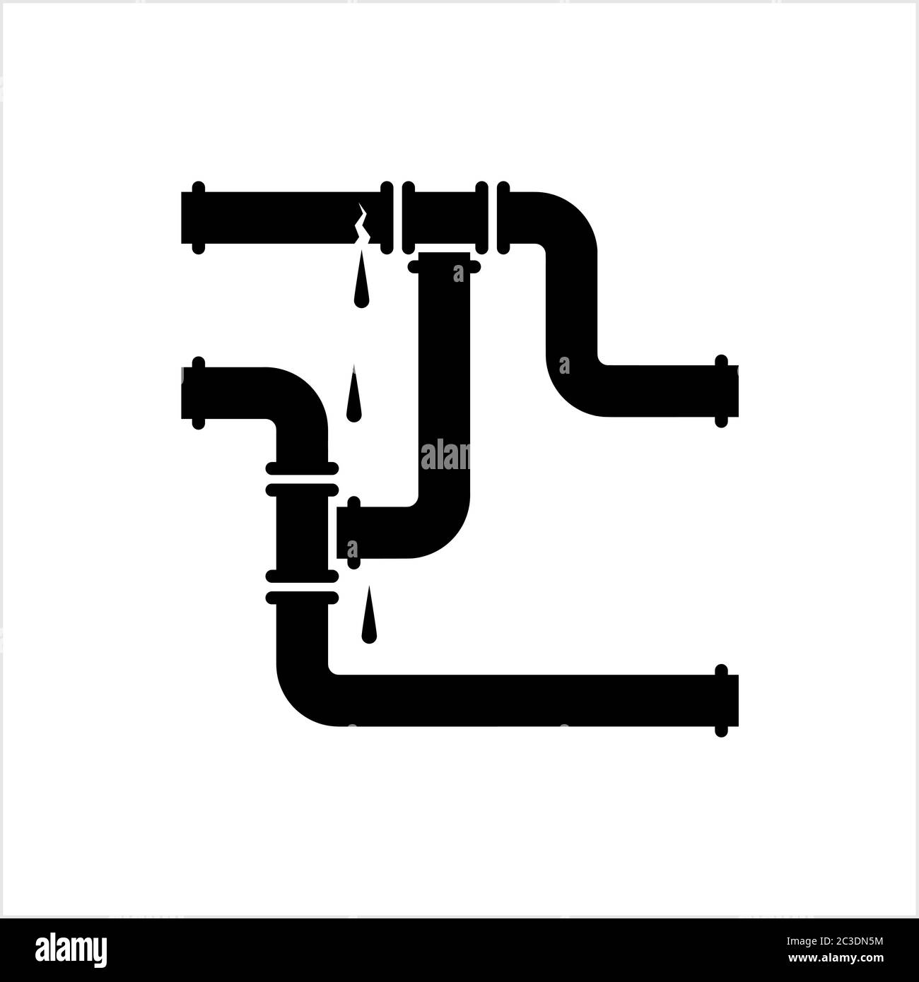 Broken Pipe Icon, Leakage In Pipe Vector Art Illustration Stock Vector ...