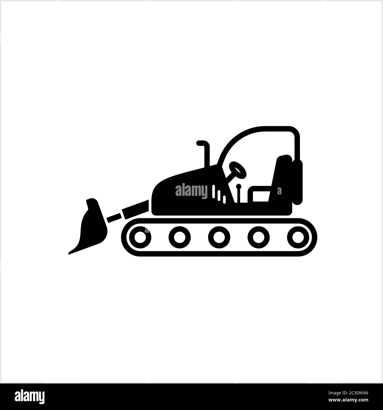 Bulldozer Icon, Crawler Bulldozer, Excavator Icon Vector Art ...