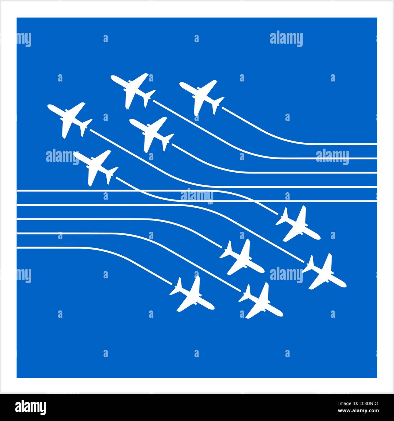 Airplane Flying Formation In Blue Sky, Air Show Display, The ...