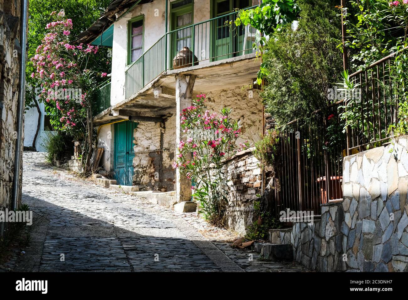 Neighbourhood of the traditional old village of Palaichori in troodos ...