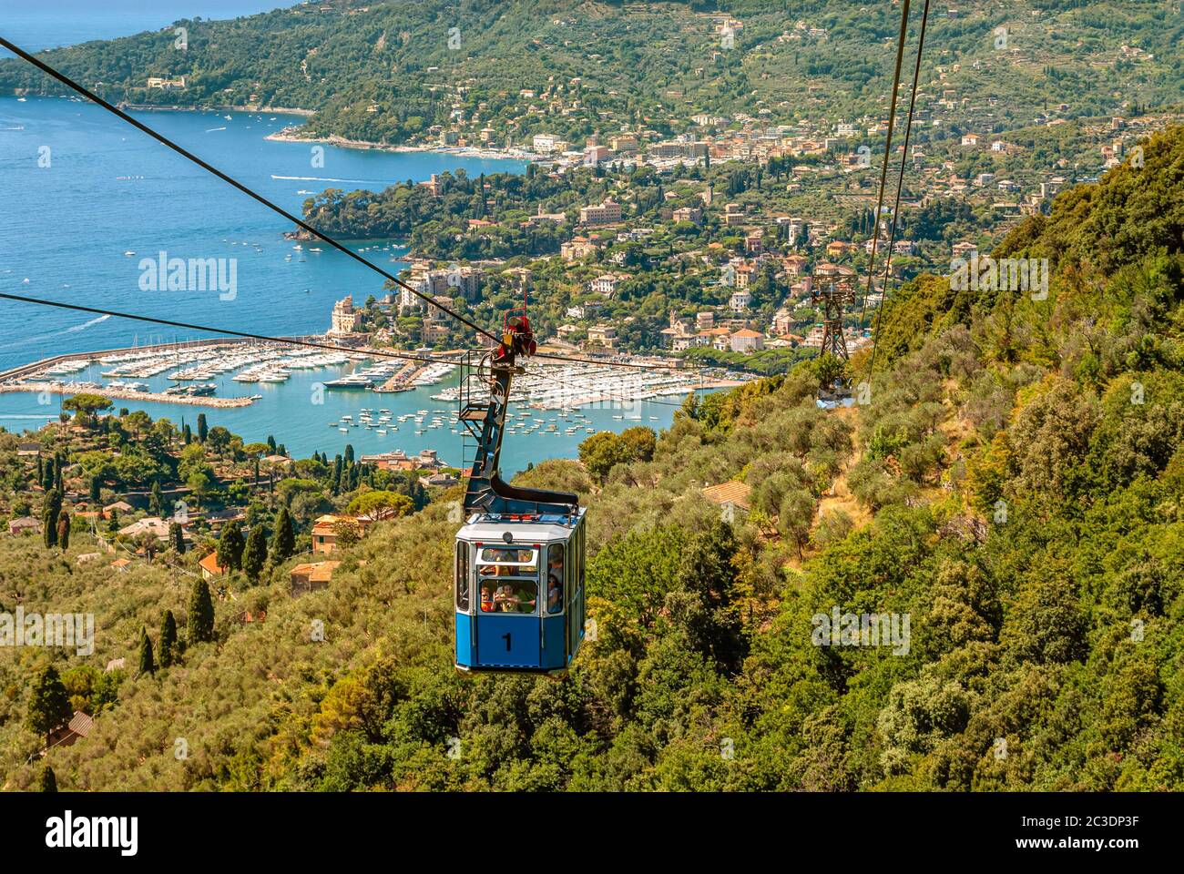 Bay of Rapallo seen from the Cable Car to the Chiesa Madonna di ...