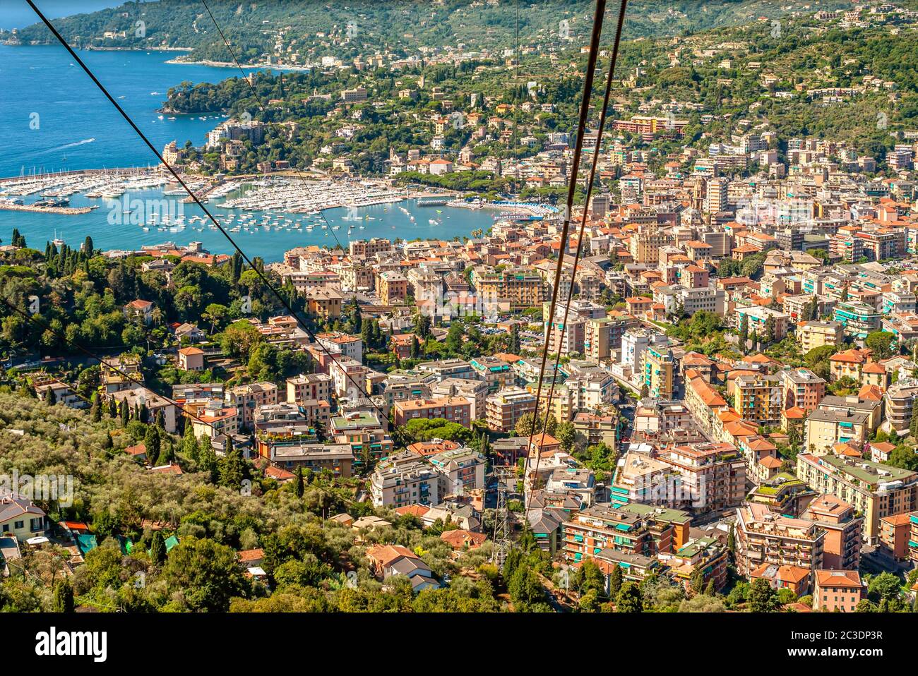 Bay of Rapallo seen from the Cable Car to the Chiesa Madonna di ...