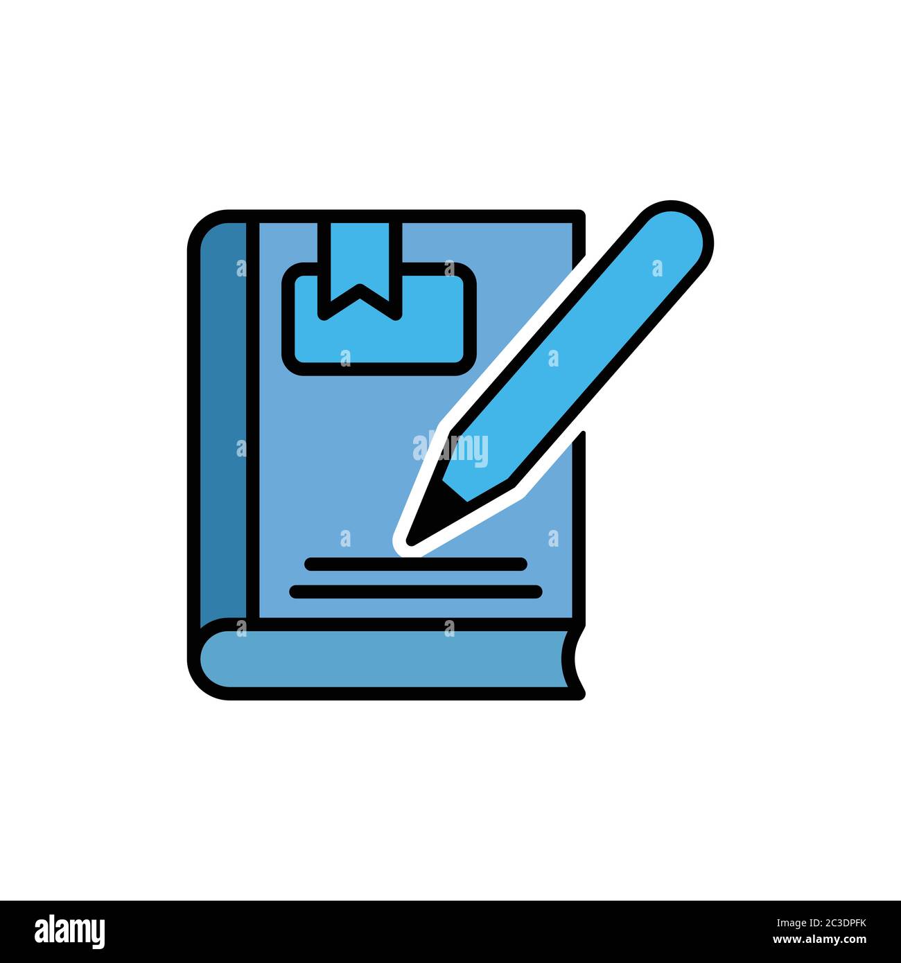writing symbols, flat icons of books and pencils. design template ...