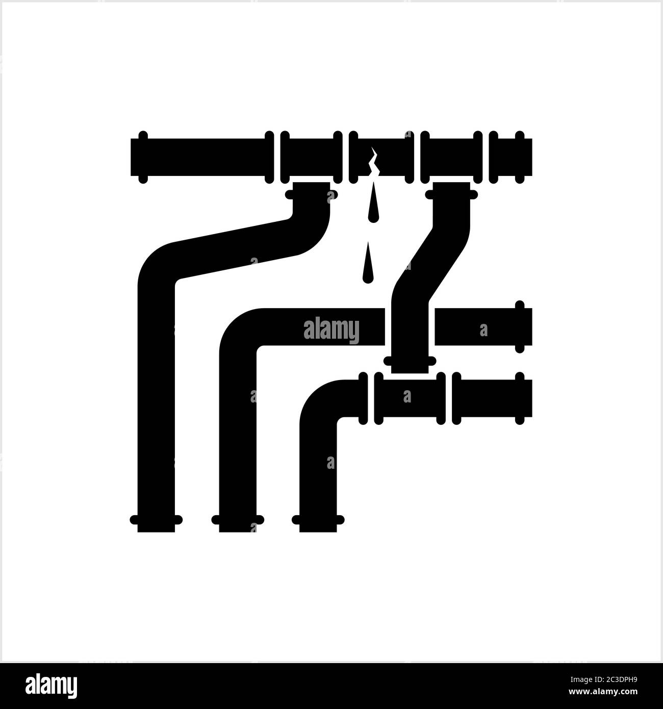 Broken Pipe Icon, Leakage In Pipe Vector Art Illustration Stock Vector ...
