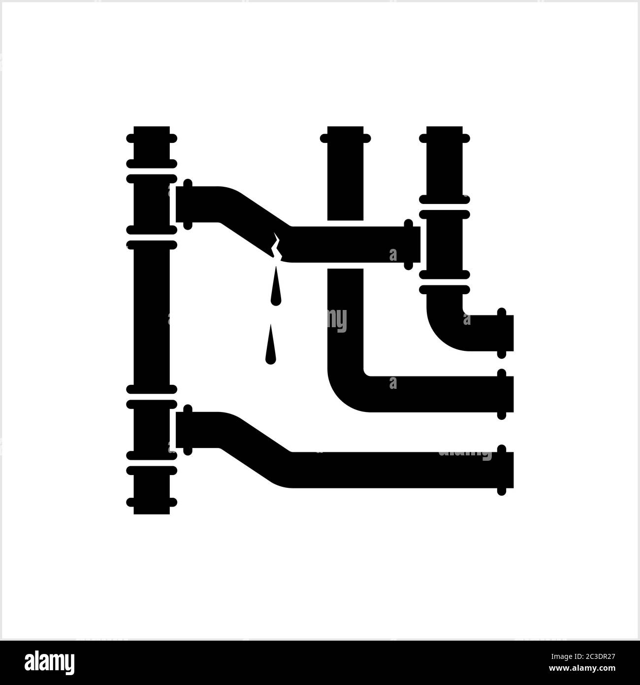 Broken Pipe Icon, Leakage In Pipe Vector Art Illustration Stock Vector ...