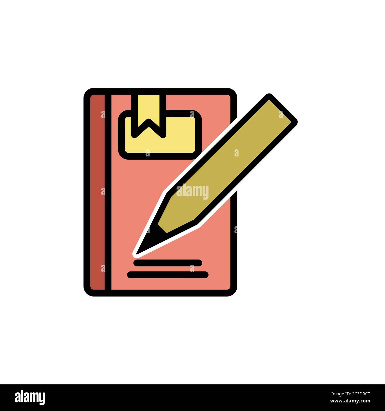 Writing Symbols, Flat Icons Of Books And Pencils. Design Template