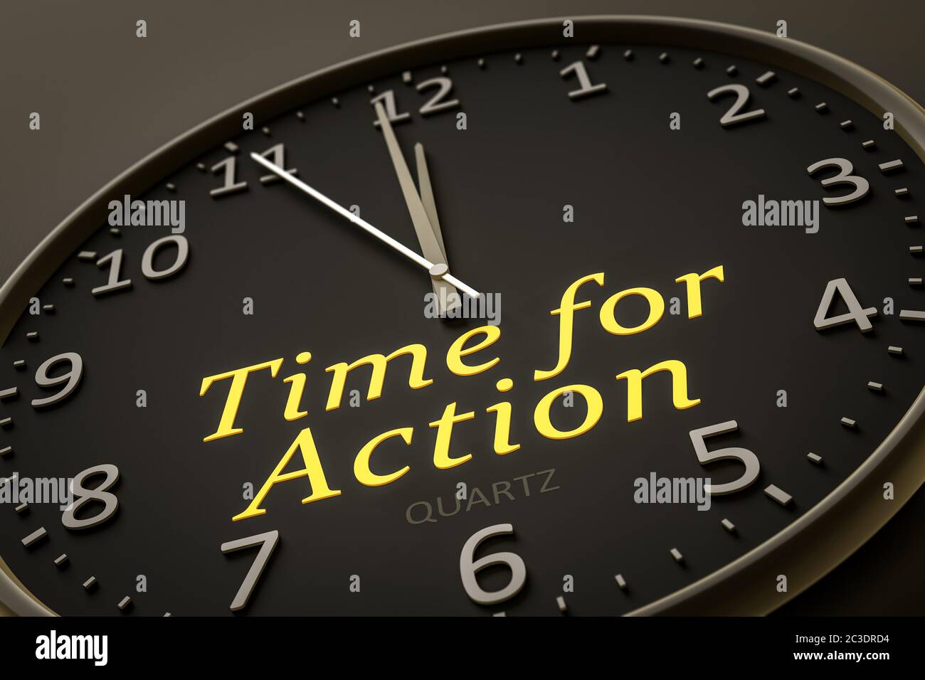time for action modern black clock style Stock Photo - Alamy
