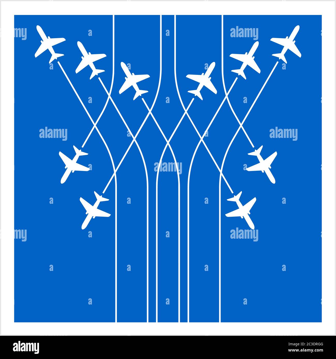 Airplane Flying Formation In Blue Sky, Air Show Display, The ...