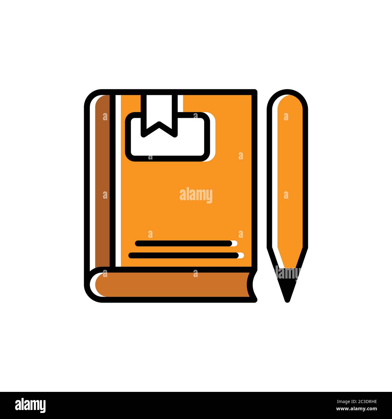 writing symbols, flat icons of books and pencils. design template ...