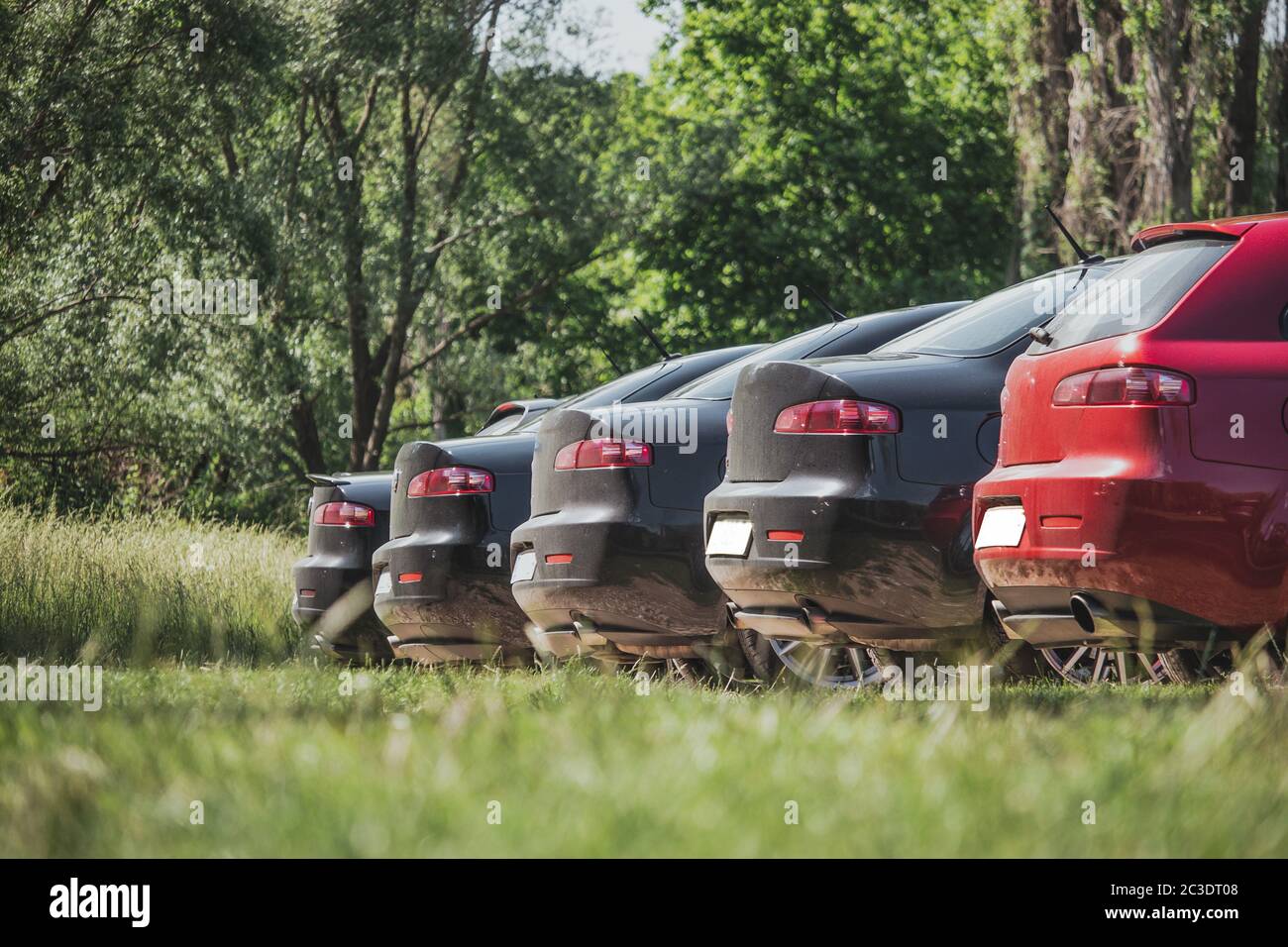 Colorful old cars in a parking lot hi-res stock photography and images ...