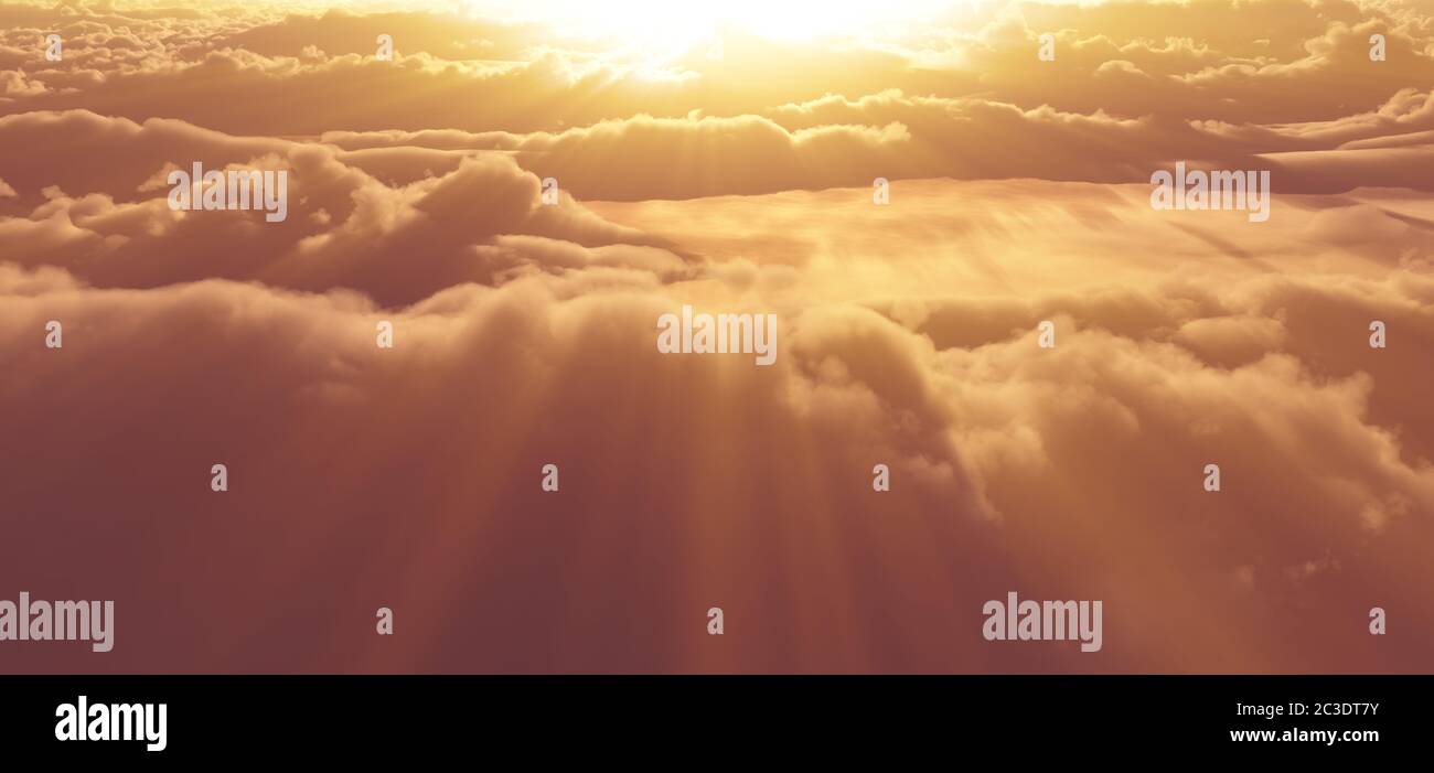 above clouds sunset god ray light sun Stock Photo - Alamy